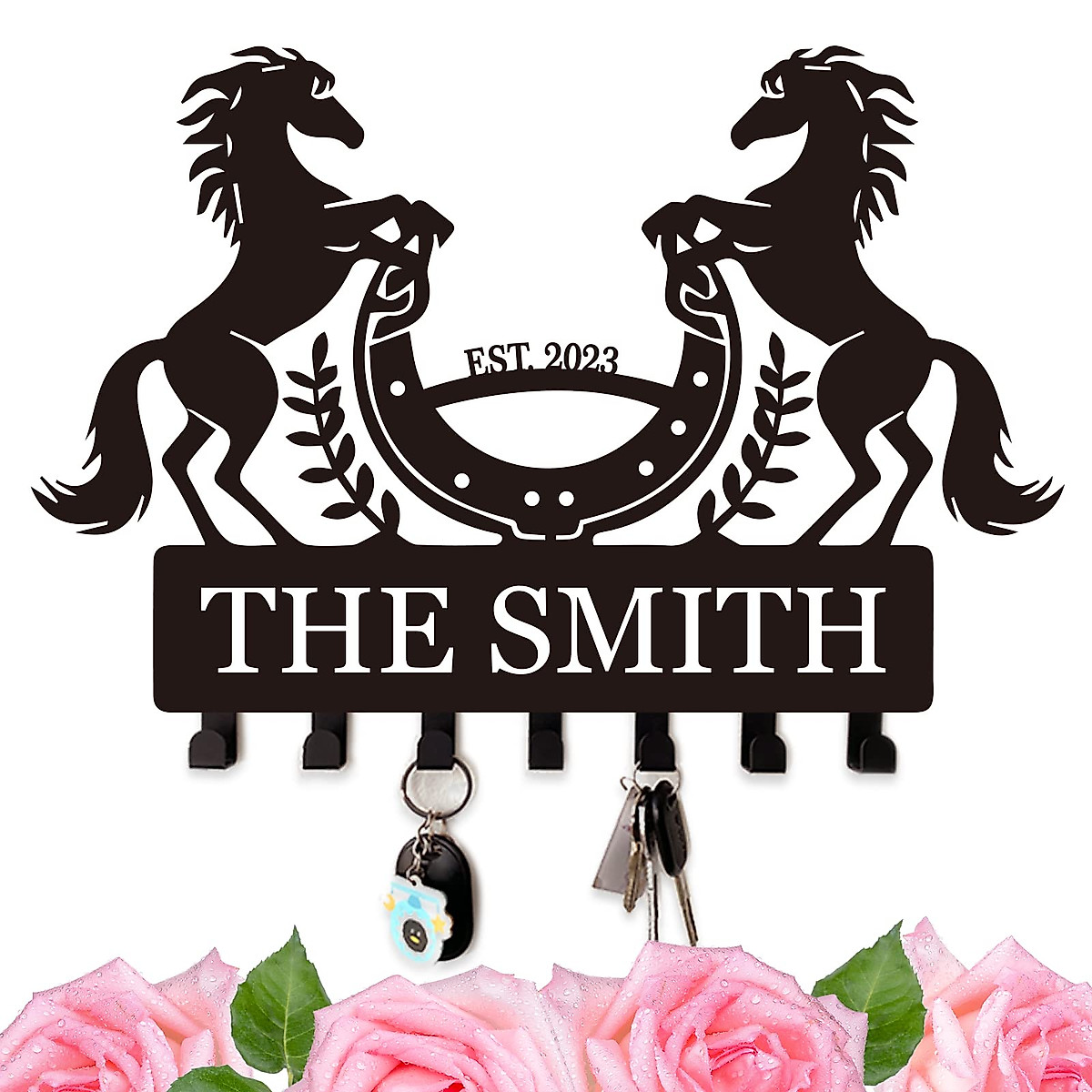 Personalized Key Holder Decorative,Personalized Name Key Rack,Horse Key Holder for Wall, Wall Mounted Key Hooks