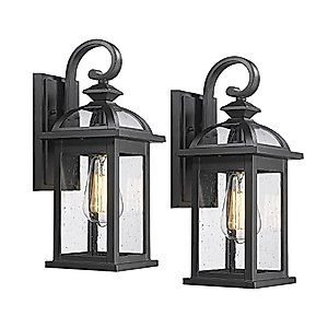 Darkaway Outdoor Lights Fixtures Wall Mount, Outdoor Wall Sconce Lights with Seeded Glass Waterproof Outside Exterior Lights Fixture for House, Front Porch, Patio (2 Pack)
