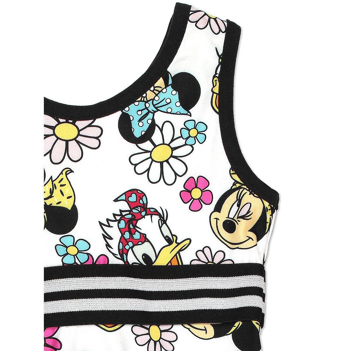 Disney Minnie Mouse and Daisy Duck Girls’ Sleeveless Dress for Infant and Toddler – White/Black 3T