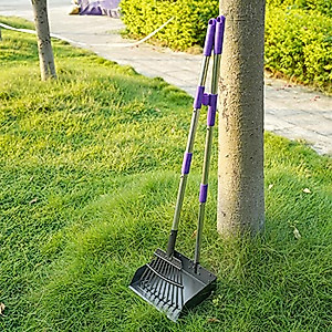 Pooper Scooper for Large & Small Dogs - Rust Proof Stainleass Metal Dog Pooper Scooper - Strong & Sturdy Rake & Scooper with 37.4" No Bending Long Handle Great for Yard or Outdoor (Standard)