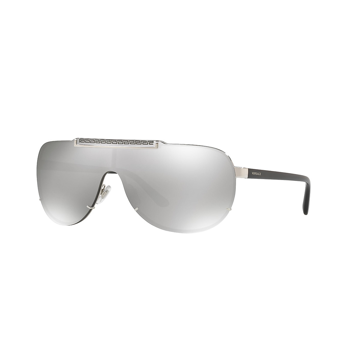 Versace Man Sunglasses Silver Frame, Light Grey Mirror Silver Lenses, 0MM