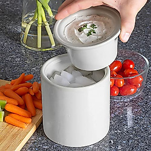 Grey Ceramic Stoneware Electric Hot Cold 3 Piece Serving Duo Dipper Warming Pot Dish Set