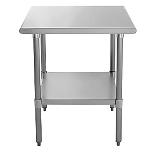 Kratos Stainless Steel Kitchen Prep Table 24" Dx30 W with Undershelf, NSF Worktable for Restaurants - 18ga/430SS (28W-056)