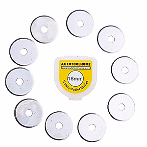 AUTOTOOLHOME 18mm Rotary Cutter Blades 10 Pack Replacement Rotary Blades Cutting Fabric Paper Quilting Scrapbooking Sewing Patchwork Tool