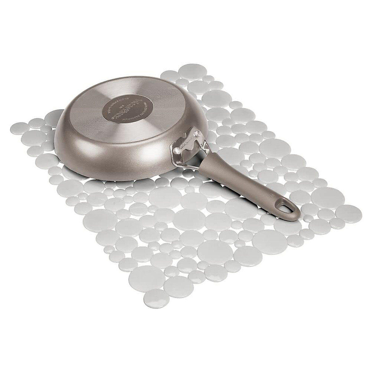 mDesign Adjustable Kitchen Sink Dish Drying Mat/Grid - Plastic Farmhouse Sink Protector, Cushions, Stemware, Wine Glasses, Dishes - Quick Draining Bubble Design - 15.5" Long, 2 Pack - Light Gray