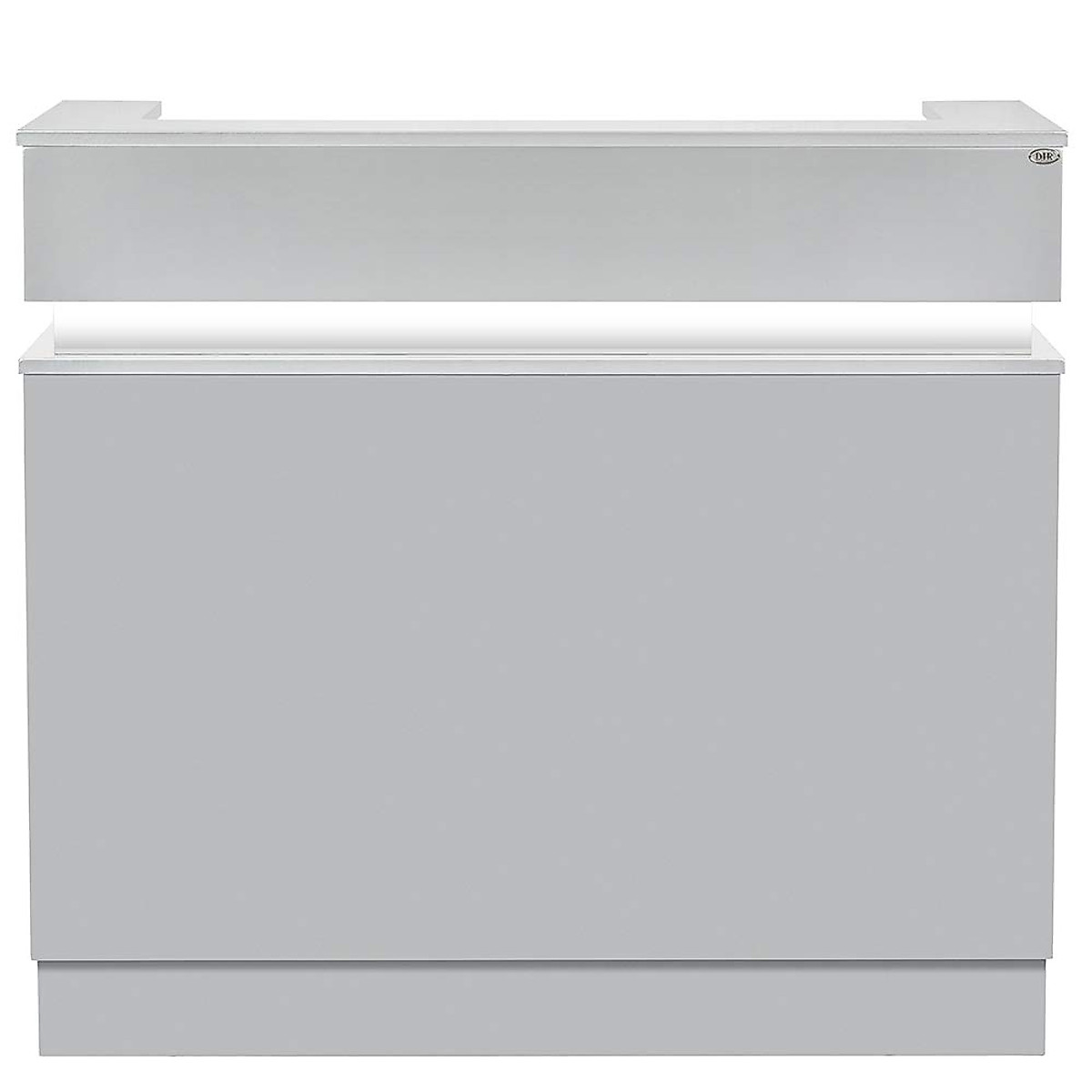 Reception Desk LED Lighted Reception Area Counter LANGARA in Silver Grey