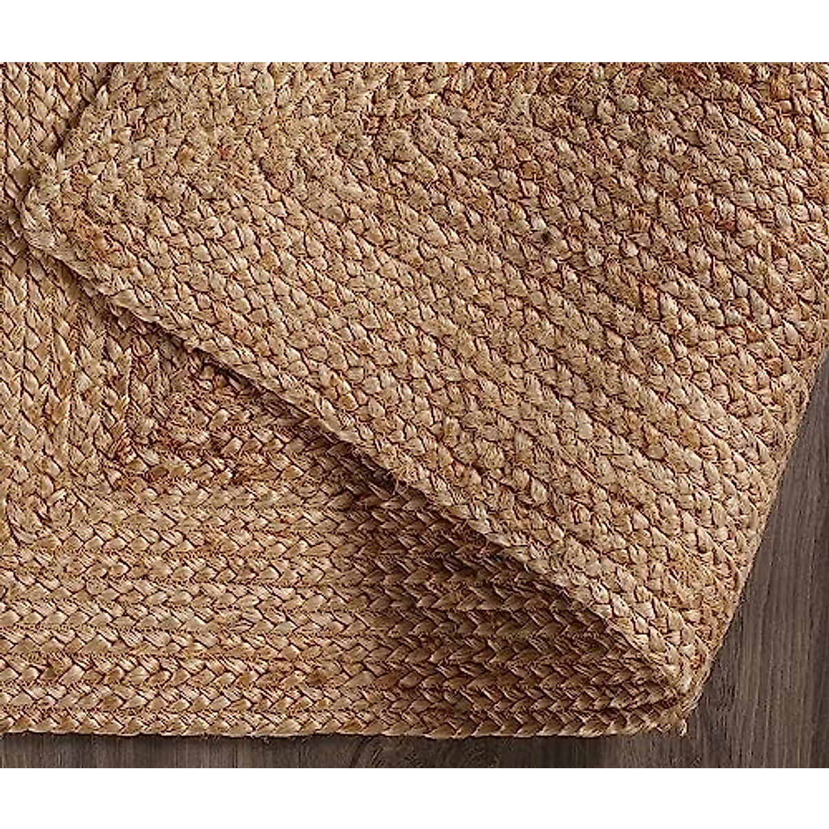 Jute Braided Natural Rug 2’X3' -Natural Linen Colour, Hand Woven & Reversible for Living Room Kitchen Entryway Rug, Jute Burlap Braided Rag Rug 24x36 inch, Farmhouse Rag Rug, Rustic Rug