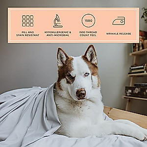 PeachSkinSheets Brushed Silver Sheet Set - 1500tc Level of Softness - Extra Soft Cooling Sheets for Hot Sleepers and Night Sweats - Queen Size