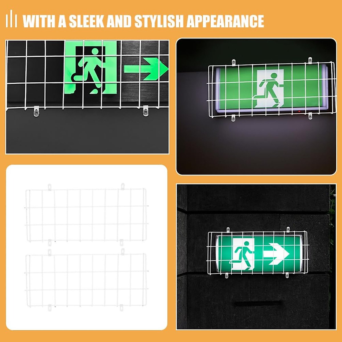 Holibanna Emergency Exit Light Wire Guard 2pcs Mount Exit Sign Damage Stopper Cage Steel Wire Guard Emergency Sign Protective Covers for School Office Gym