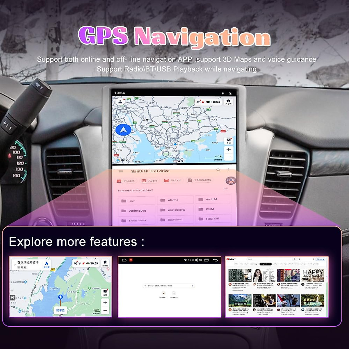 for Chevroler Suburban Tahoe GMC Yukon 2014-2020 Head Unit 14.4 Inch Qualcomm Android Car Radio Stereo Replacement Touch Screen Android Auto GPS Navigation Multimedia Play