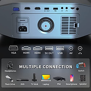 Portable Projector for Outdoor Movies, vamvo L6200 Home Theater Movie Projector, Supported 1080P Full HD Video Projector Compatible with Fire TV Stick, PS4, HDMI, VGA, AV and USB