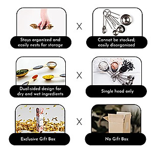 Magnetic Measuring Spoons Set - Stainless Steel Measuring Spoons - Magnetic Measuring Spoon Set, Gold Measuring Spoons Magnetic, Cute Measuring Spoons for Cooking & Baking