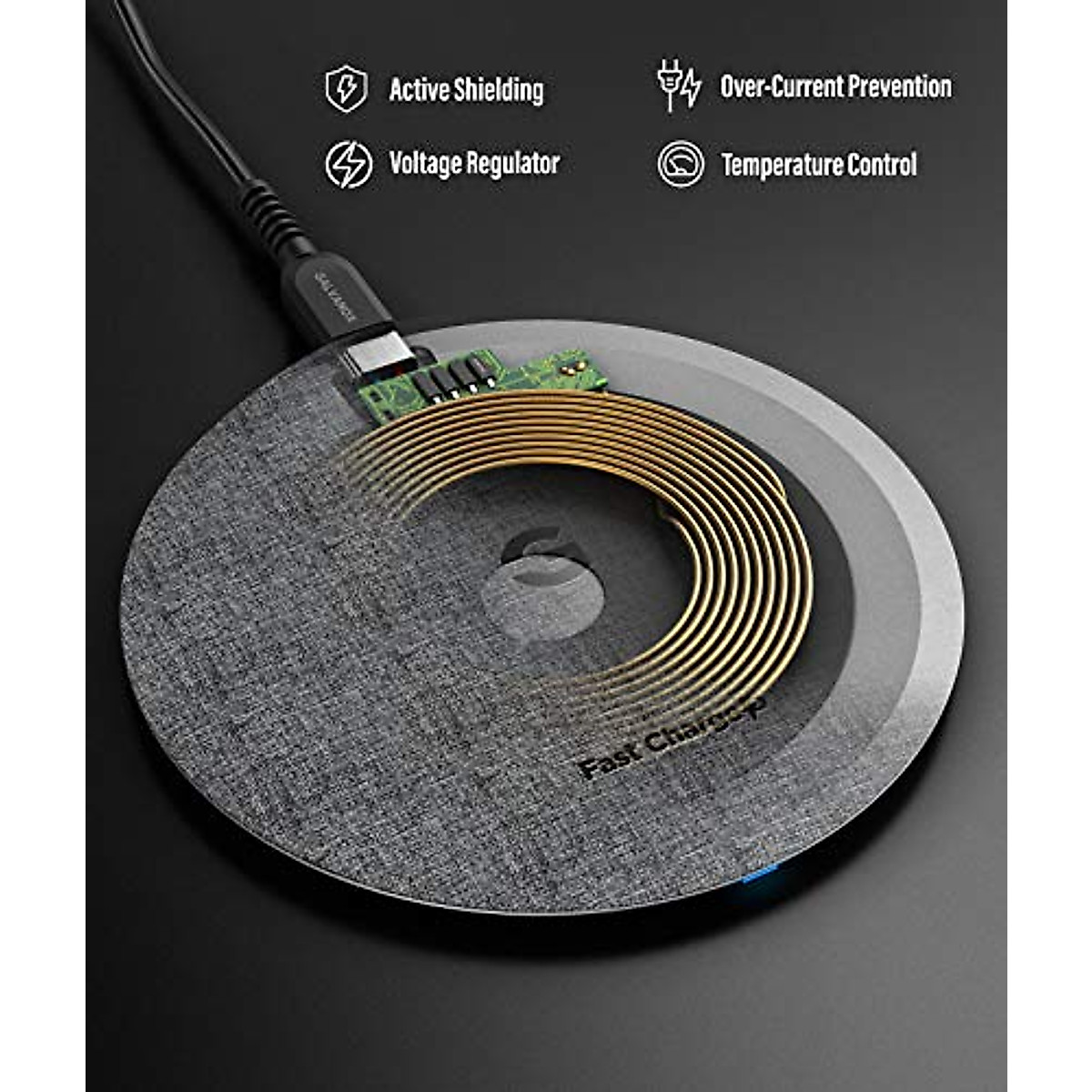 Encased Wireless Charger Pad for Samsung Models (Quick Charge 3.0) Galaxy Note/ S10 / S20 Plus / S21 / S22 / S23 Ultra (Fast Charging Qi Enabled) Non-Slip, Case Compatible (Premium Metal Construction)