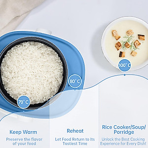 Blue Mini Rice Cooker Small 1 Cup-2 Cup Non-Stick Coated Insert Food Steamer Kitchen Appliances Includes Vegetable Steamer