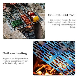 iBasingo Titanium Charcoal BBQ Grill Plate Ultralight Baking Cooling Rack Heavy Duty Dining Cooking Roasting Kitchen Utensils for Outdoor Camping Hiking A-Ti2021C