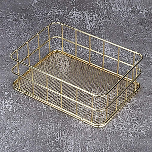 QANYEGN Storage Basket, ld Desktop Metal Storage Basket, Iron Grid Storage Tray, Net Basket Storage Bins for Home(Small Size)