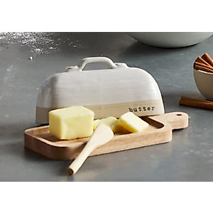 Mud Pie Butter Dish Set, White, dish 3 1/2" x 8 1/4"
