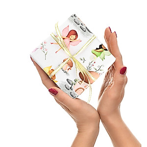 12 Sheets 28 * 20 Inches Woodland Fairy Wrapping Paper Mushroom Flowers Fairy Patterned Gift Wrap Paper for Baby Shower Spring Holidays Birthday Party DIY Craft