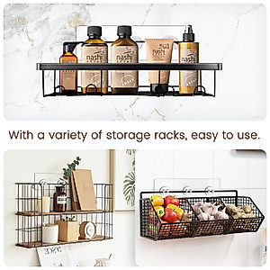 Boeetech Shower Caddy Adhesive for Replacement, Adhesive Hook Transparent Replacement Hook Wall Hooks, Strong Hanging Hooks Shower Shelves Stickers Hooks for Shower Caddy (12 PC)