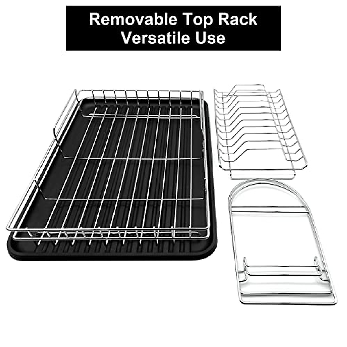 EMT ETRENDS Large Dish Drying Rack,2-Tier Dish Racks for Kitchen Counter,Rust-Proof Detachable Dish Drainers for Sink with Drainboard,Utensil Holder（Chrome Plating，Steel）