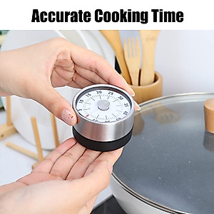 QUEEN KING Kitchen Timer Magnetic,Visual Timer for Kids,60-Minute Visual Countdown Timer with Loud Alarm,Magnetic Back & Stainless Steel Face,Kitchen Timer Manual for Study,Cooking,Baking