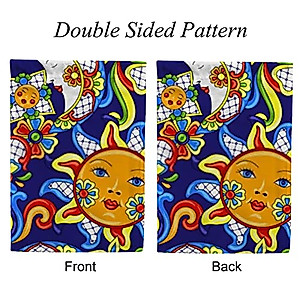 ZHONGJI Garden Flag Yard Flag Mexican Talavera Cute Pattern Blue Vertical Double Sided Design Seasons Holidays Yard Outdoor Polyester 12x18 Inch