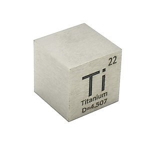 Titanium Cube Ti 995 Element Cube Pure 25.4mm Density Cube for Element Collection Periodic Table Hunter, and More (1", Titanium)