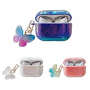 Luxury Liquid Sparkle Case Cover Designed for AirPods Pro 2nd Generation & AirPods Pro 1/ Cute Fashion Hard Shell Skin/Shiny Shock Absorbing Protective Skin with Keychain Penant (Coral Pink)