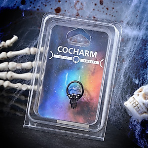 COCHARM Black Halloween Septum Rings 16g Skull Septum Piercing Jewelry Skeleton Nose Septum Clicker Spooky Septum Jewelry Vampire Daith Earrings