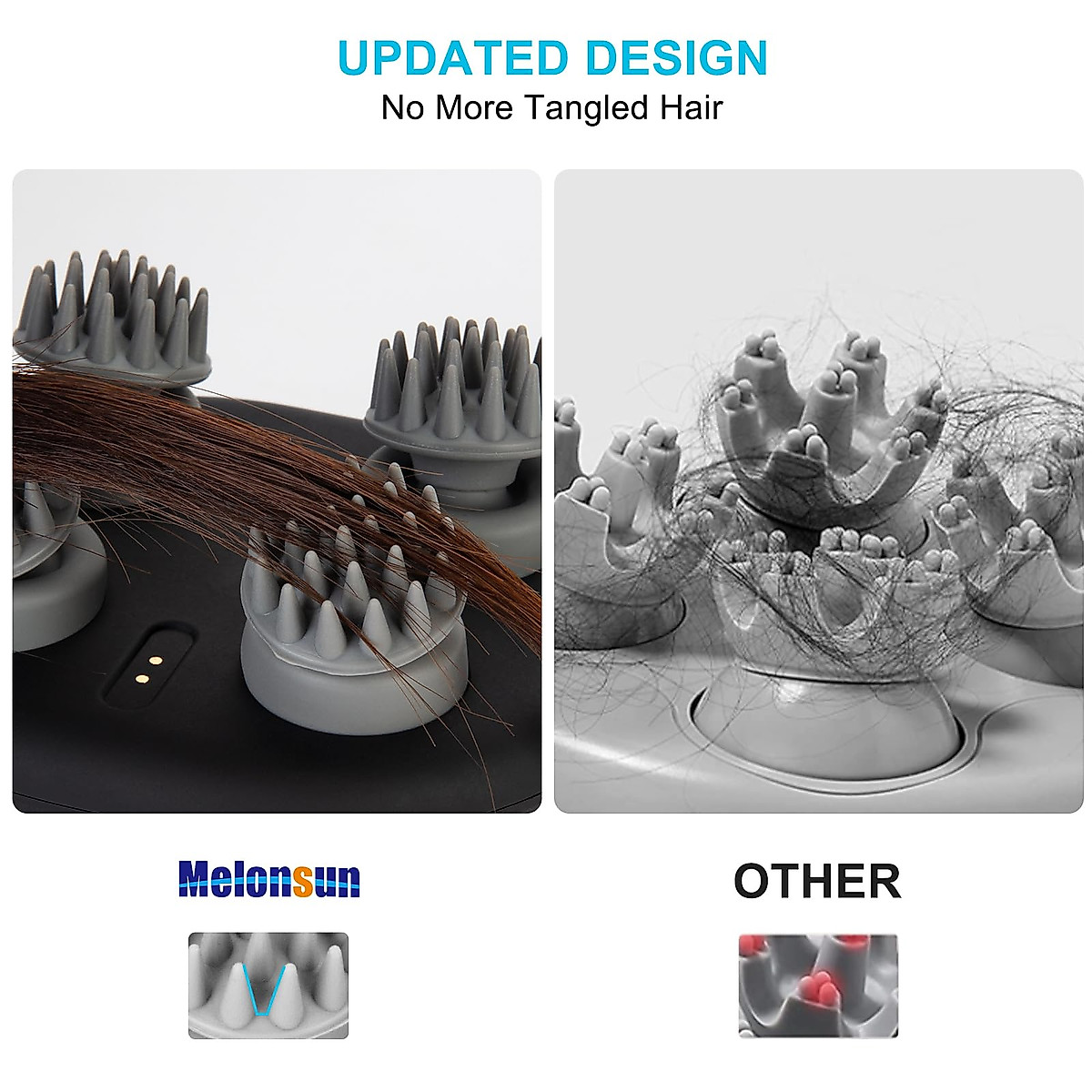 Electric Head Scalp Massager- Rechargeable, IPX7 Waterproof Cordless Scalp Massager w/ 100 Massage Nodes & 5 Speed Modes- for Scalp Stress & Body Pain Relief, Ideal Gifts for Women, Men, Pets (Black)