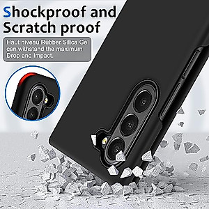 Z Fold 5 Liquid Silicone Case for Samsung Galaxy Z Fold5 5G, Slim Phone Case for Women Girls Soft Gel Rubber Ultra Thin Anti-Scratch Design Protective Cover for Samsung Z Fold 5 5G 7.6-inch (Black)