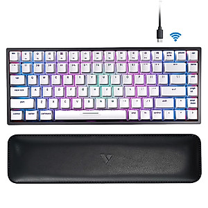 Vissles Wireless Bluetooth/USB Wired Mechanical Gaming Keyboard with Wrist, Hot Swappable Compact 84 Keys, Tenkeyless DIY RGB Dynamic Backlit for Mac Windows, PBT Keycaps & Linear Switch V2