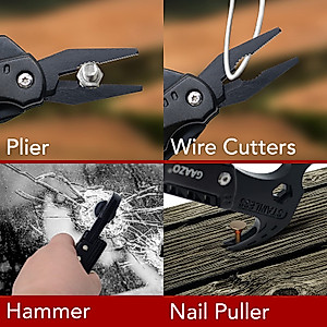 Multitool Camping Accessories, Stocking Stuffers for Men and Women, 12 in 1 Claw Hammer with Pliers Knife Saw Screwdrivers Bottle Opener Survival Gear for Camping Hiking Outdoor activities(Black)