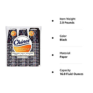 Chinet Comfort 16 oz Paper Cups With Lids (70Count Each), 70Count