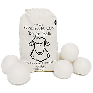Wool Dryer Balls Organic XL 6-Pack by Ecoigy, Reusable Natural Fabric Softener for Laundry, Dryer Sheets Alternative, New Zealand Wool, Speed Up Dry Time, Cut Energy Costs