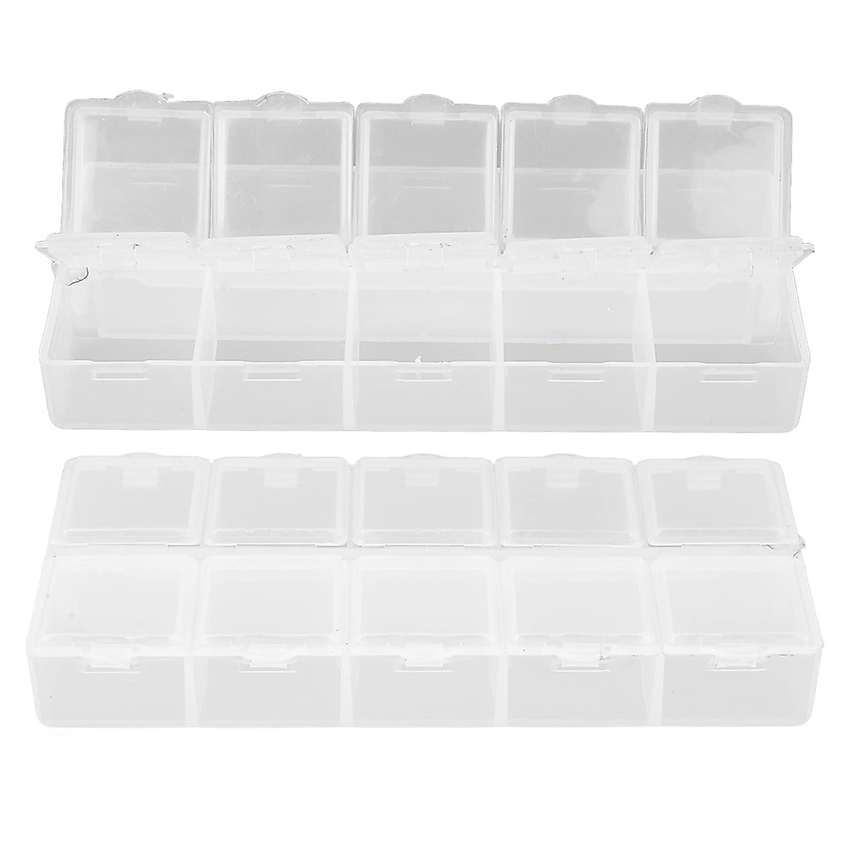 Compartment Storage Container, Detachable Cover Portable Safe 10 Grids Organizer Box Plastic White for Earrings for Nails Tool for Rhinestone