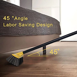 Push Broom with Long Handle, Floor Brush 47.6 inch Soft Bristle Broom 12.2" Wide for Cleaning Bathroom Kitchen Patio Garage Deck Tile