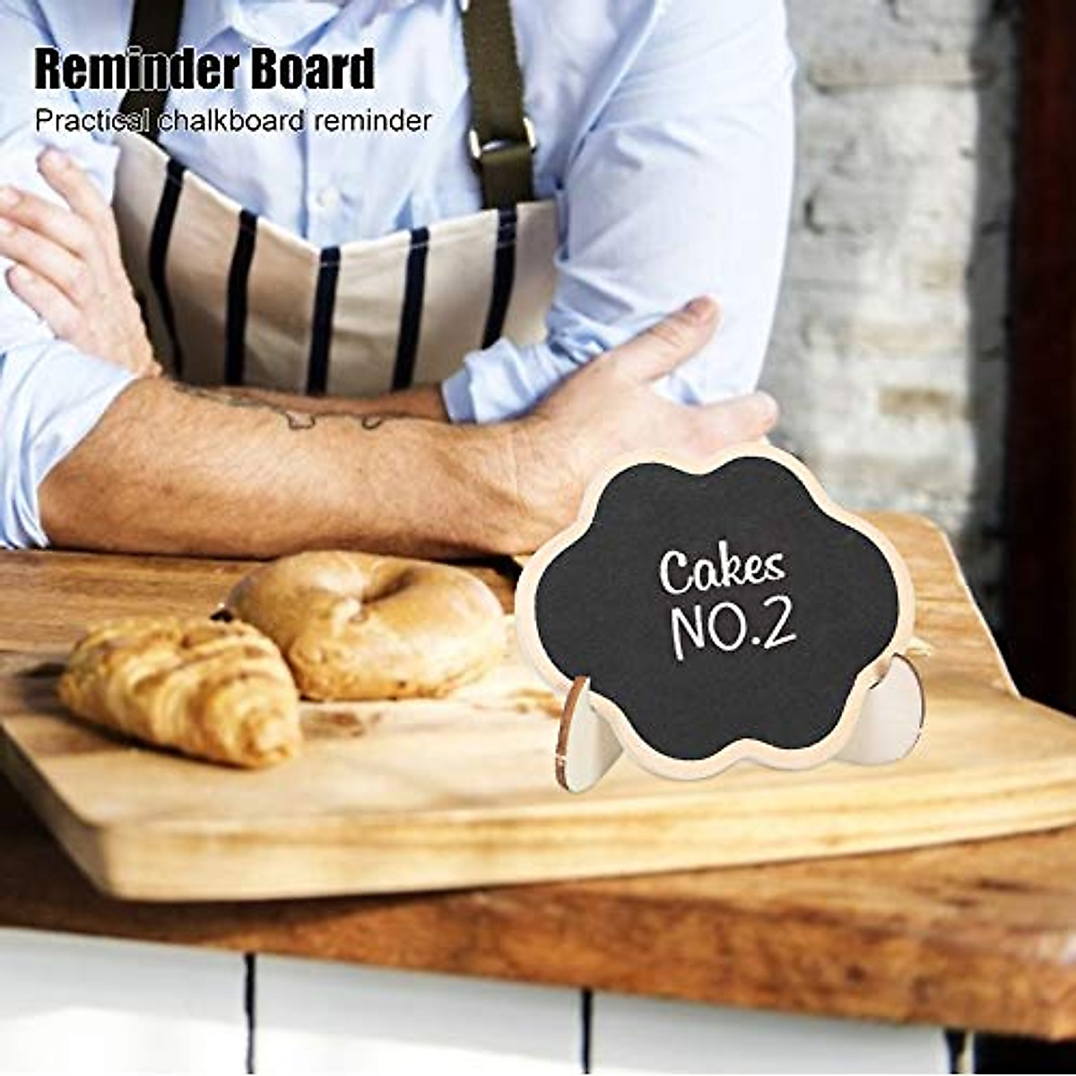 Mini Chalkboard Sign, 10 Pack Wood Mini Chalkboard Signs with Support Easels Wooden Blackboard for Table Numbers Food Signs Message Board