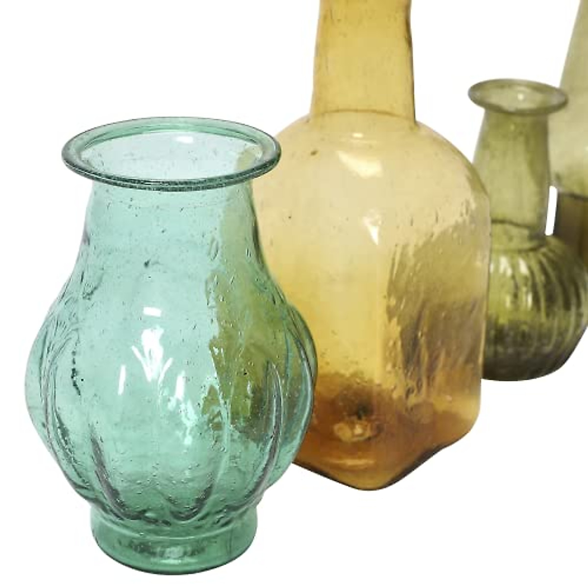 Creative Co-Op Hand Blown Glass Vases, Multicolor, Set of 4 Styles
