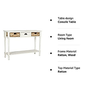 Safavieh Home Collection Christa Distressed White 3-Drawer Storage Console Table, Distressed/White