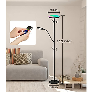 RGB Smart Floor Lamp , living room lamp,clothes and hat lamp, LED floor lamp Sky Main Light and Side Reading Lamp,standing lamp, Tall Lamp with Remote & Touch &APP Control for Living Room Bedroom