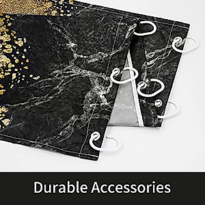 MitoVilla 4 Pcs Black Marble Shower Curtain Sets with Rugs, Black Grey Gold Bathroom Sets with Shower Curtain and Rugs and Accessories, Modern Bathroom Accessories Decor with Bath Mats, Gray