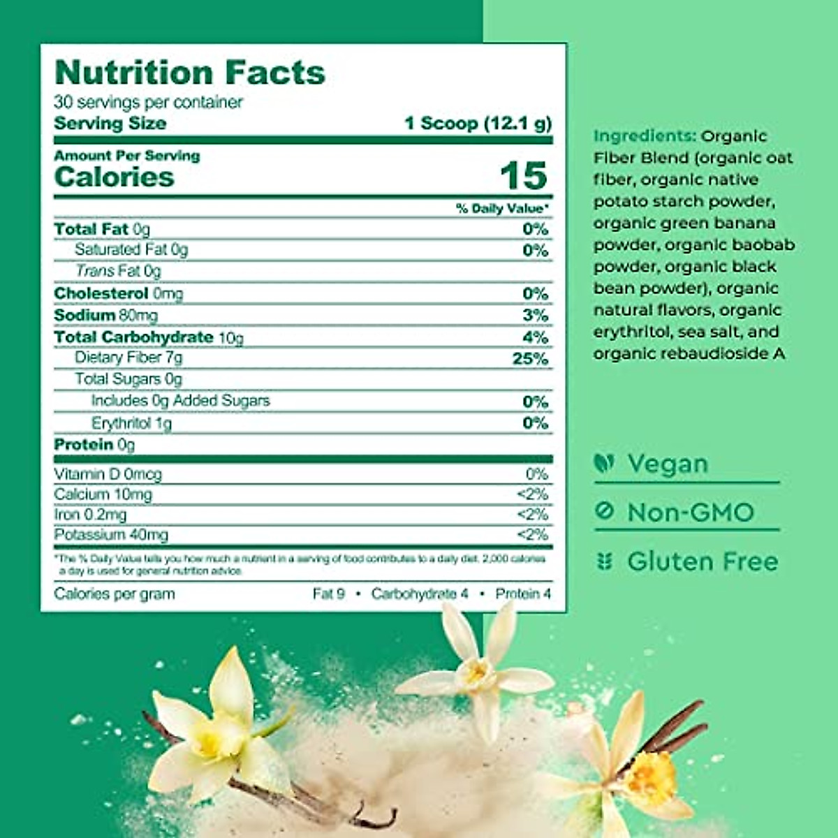 Boost Biome Fiber Supplement Organic Super Greens Powder – Supports Bloating Relief, Gut Health, Leaky Gut with Resistant Starch Powder - Green Banana Flour, Oat, Black Bean (30 Days, Vanilla)