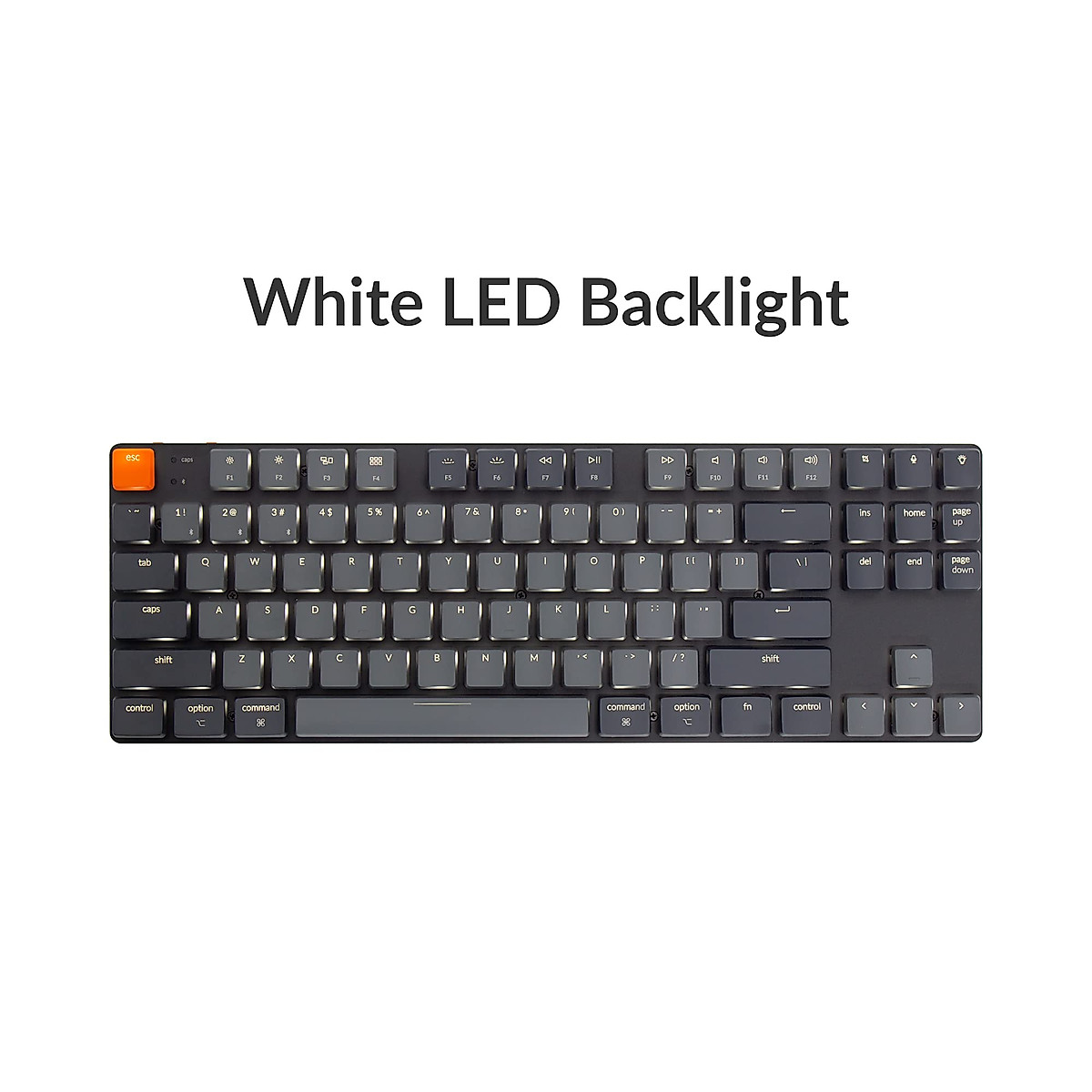 Keychron K1, Tenkeyless Layout 87 Keys Ultra-Slim Bluetooth Wireless/USB Wired Mechanical Keyboard with Low-Profile Gateron Red Switch White LED Backlight Compatible with Mac Windows-Version 5