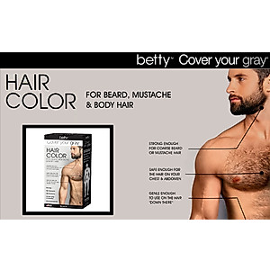 Betty Cover Your Gray Mens Hair Color for Beard, Mustache & Body Hair - Brown