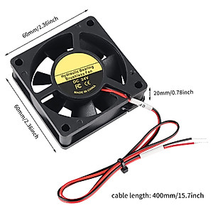 FYSETC 3D Printer Parts Vorn 2.4 R2 Fan 6020 Bottom Cooling Fan 24V 60x60x20mm Hydraulic Bearing Brushless Fan with Cable 400mm High Wind Speed Compatible with Vorn 2.4 R2 - Pack of 3