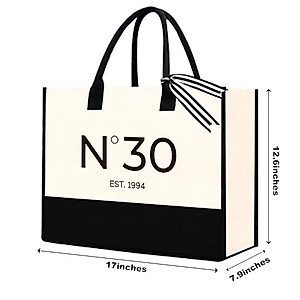 YUANHAO 30th Birthday Gifts for Her,1994 Birthday Gifts for Women,30th Birthday Gift Bag,30th Birthday Gifts for Women,Gifts for 30th Birthday Woman Canvas Tote Bag Beach Bag, Large