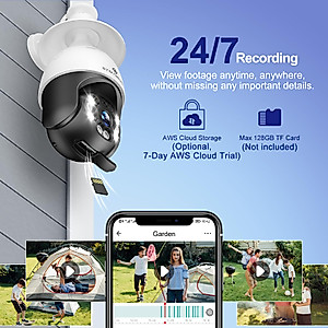 SYMYNELEC 5GHz/2.4GHz Light Bulb Security Camera Outdoor Waterproof 2.5K, 5G Dual Band Wireless WiFi Light Socket Security Camera, 4MP Smart Cam with Color Night Vision Human Motion Detection Alexa
