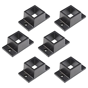 Plum Fittings Aluminum Fence Standard Wall Mount 1" x 1" for Rails - Residential Rail Mounts | Black | Pack of 6