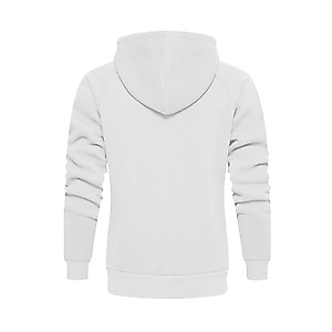 Mens Casual Hoodies, Fashion Hoodies For Men Big And Tall 2Xl Hoodies Hoodie Street Man Loose Blank Fleece Sweater Men's Large Long Sleeve Hoodie Full Zip (XXL, White)